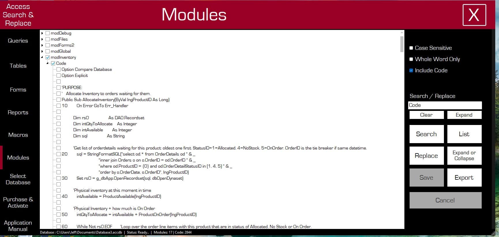 Access Search & Replace - Access Tool Box