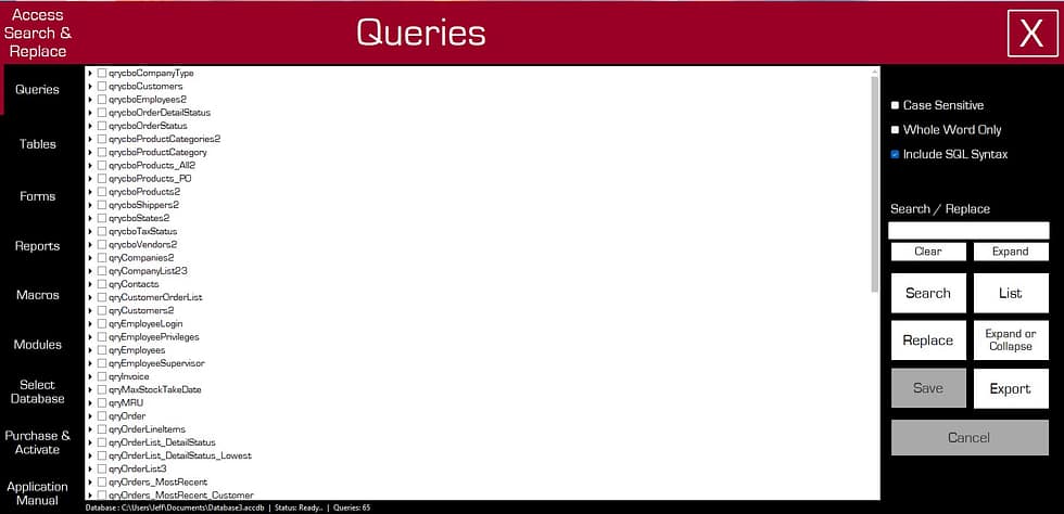 Access Search & Replace - Access Tool Box